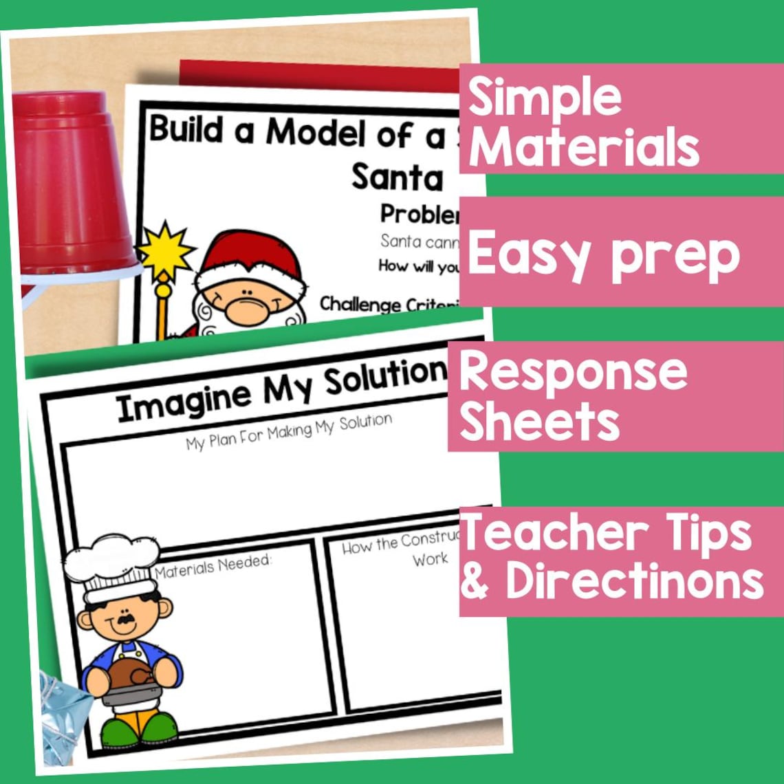 Christmas STEM Story Stations Makerspace Task Cards: Challenges and ...