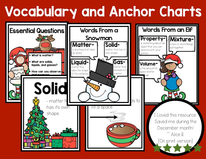 Christmas Science & Matter Worksheets Solids, Liquids, and Gases ...