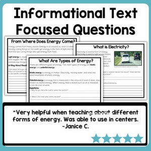 Forms of Energy Worksheet Science Reading Comprehension Passages and ...