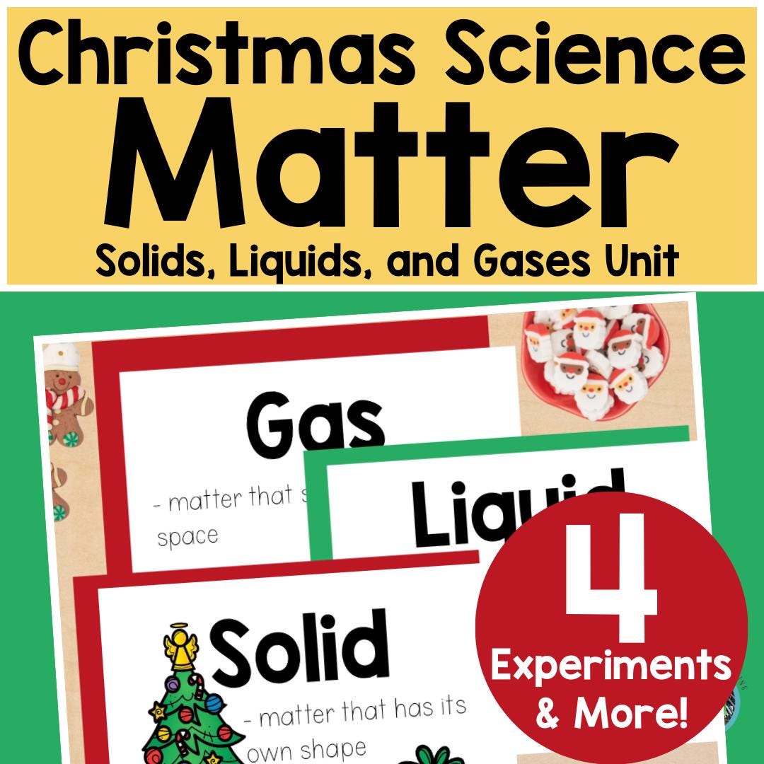 Christmas Science & Matter Worksheets | Solids, Liquids, and Gases ...
