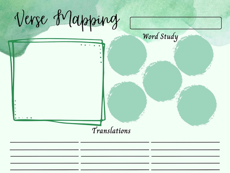 Verse Mapping Template Pdf, Green, Digital Download Printable, Bible ...