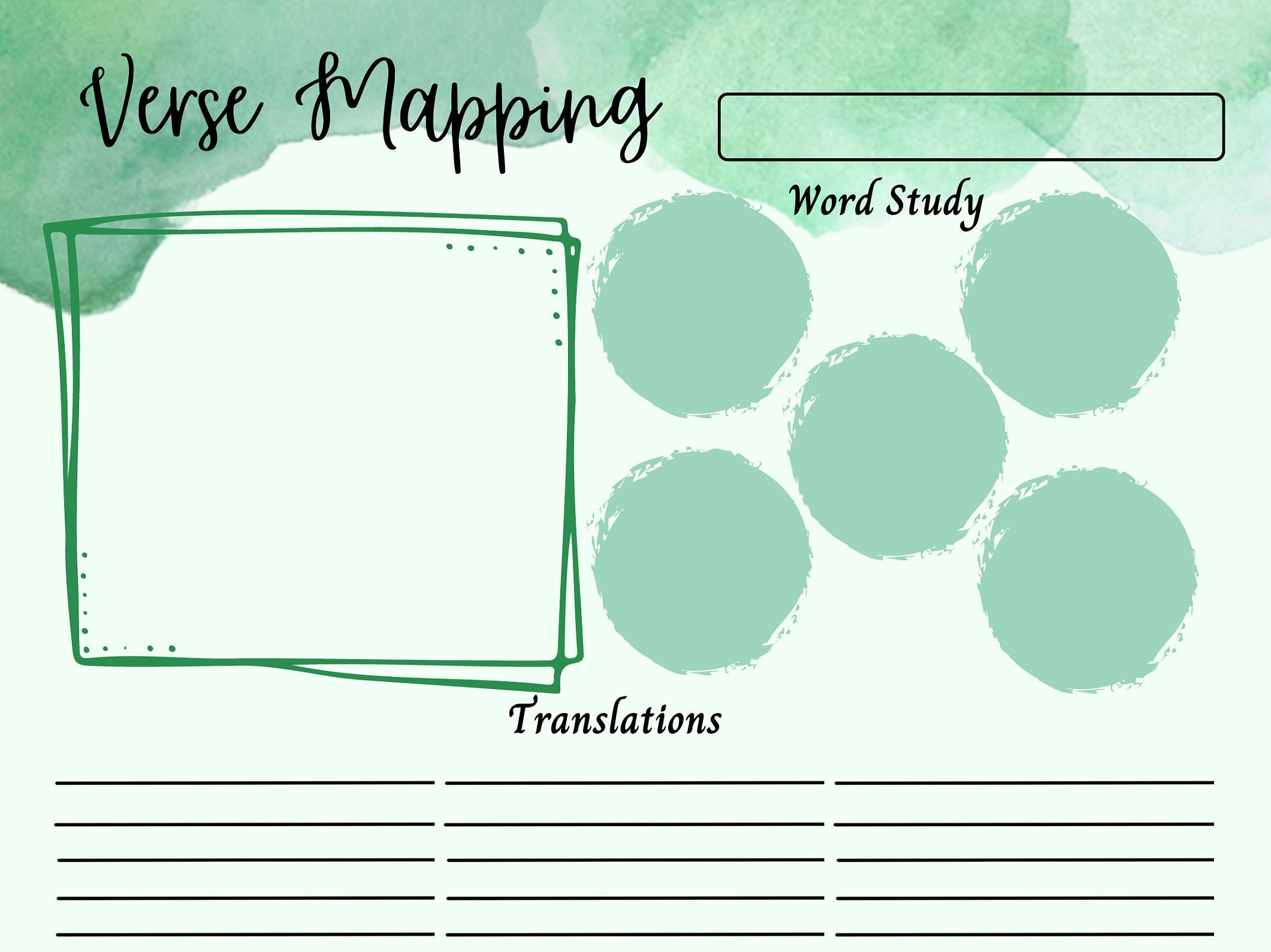 Verse Mapping Template Pdf, Green, Digital Download Printable, Bible ...