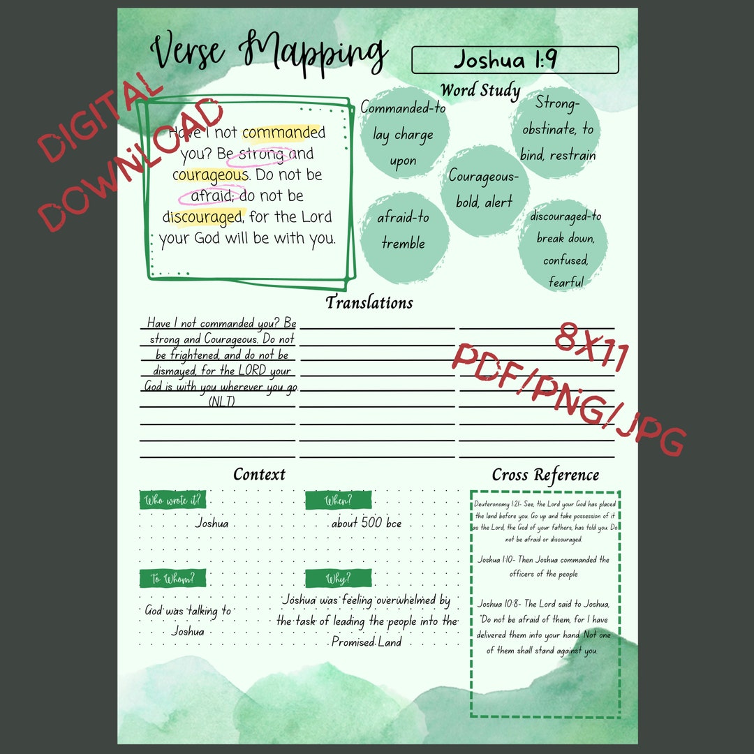Verse Mapping Template Pdf, Green, Digital Download Printable, Bible ...