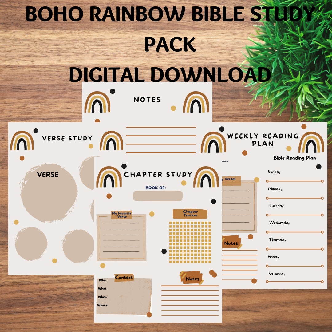 Boho Rainbow Designed Bible Chapter Study Printable - Etsy