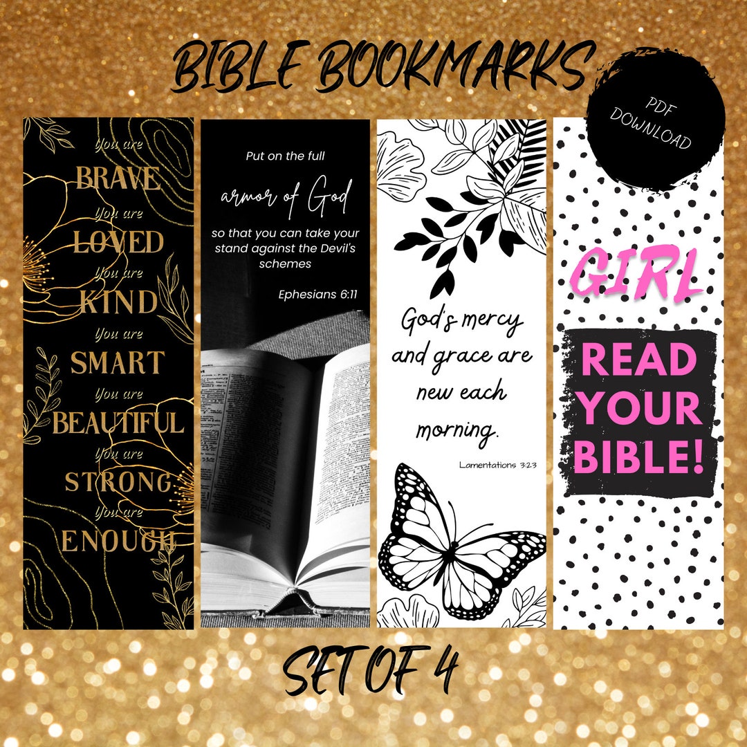 Printable Bookmarks, Bible Verse Texts, Instant Download, Bible ...