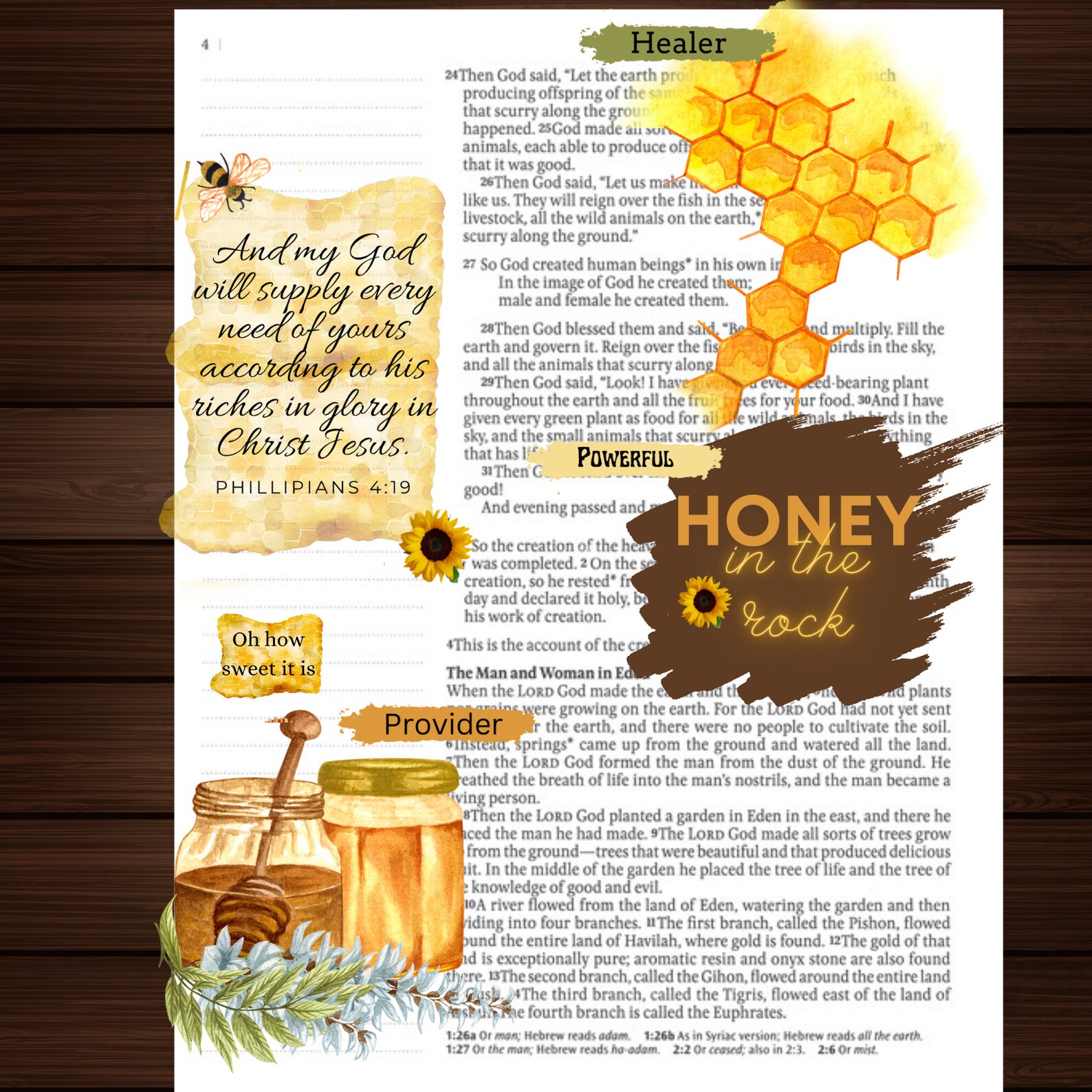 Honey in the Rock Printable, PDF, JPG, PNG Sticker Set, Bible ...