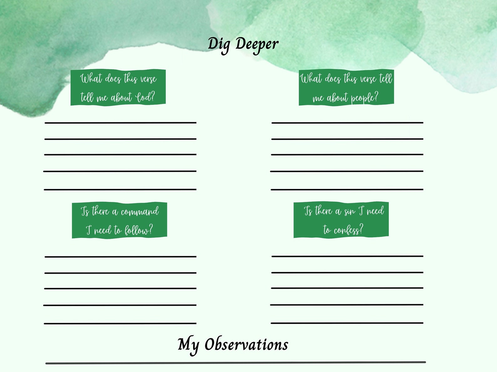 Verse Mapping Template Pdf, Green, Digital Download Printable, Bible ...