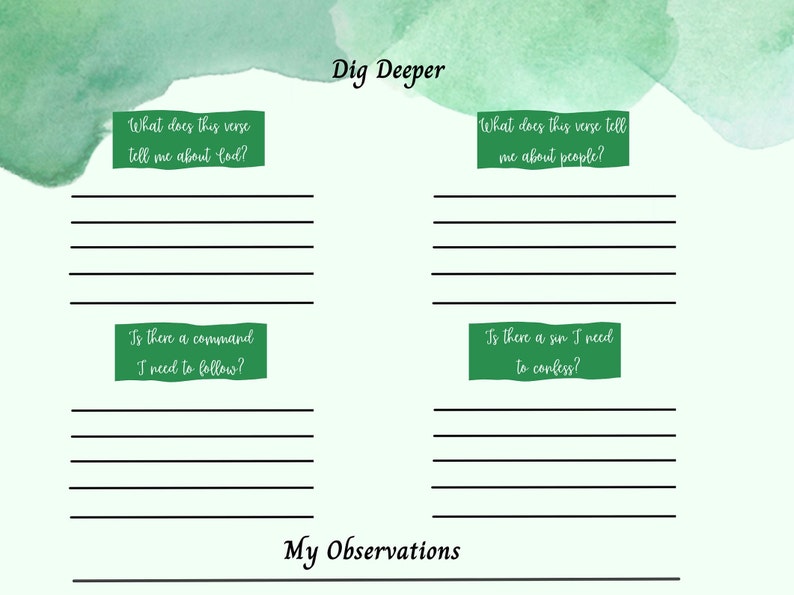 Verse Mapping Template Pdf, Green, Digital Download Printable, Bible ...