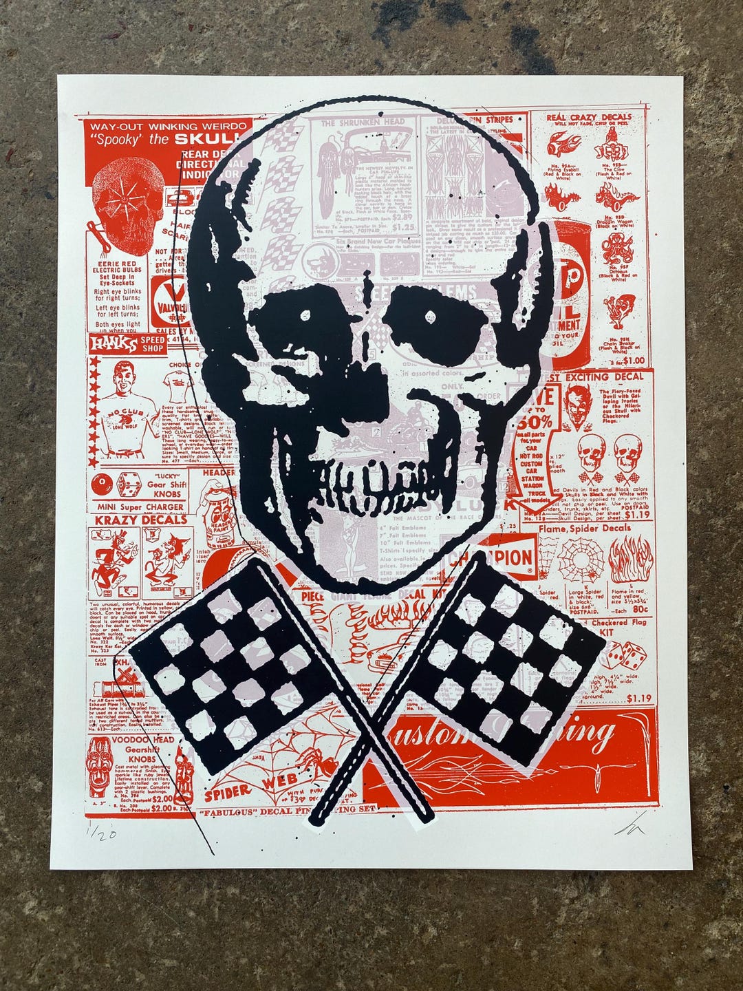 Skull With Checkered Flags - Etsy