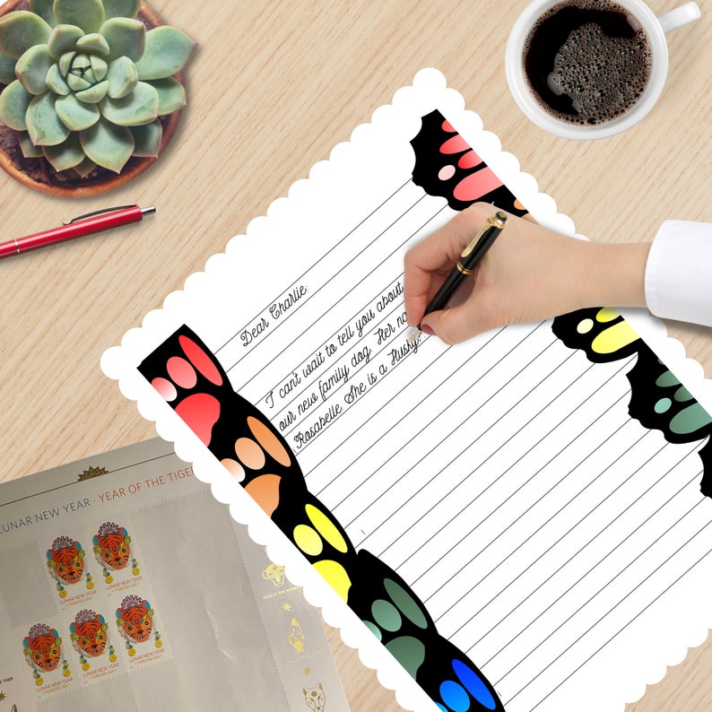 Rainbow Stationery: Lined & Unlined Letter Writing Paper (digital ...