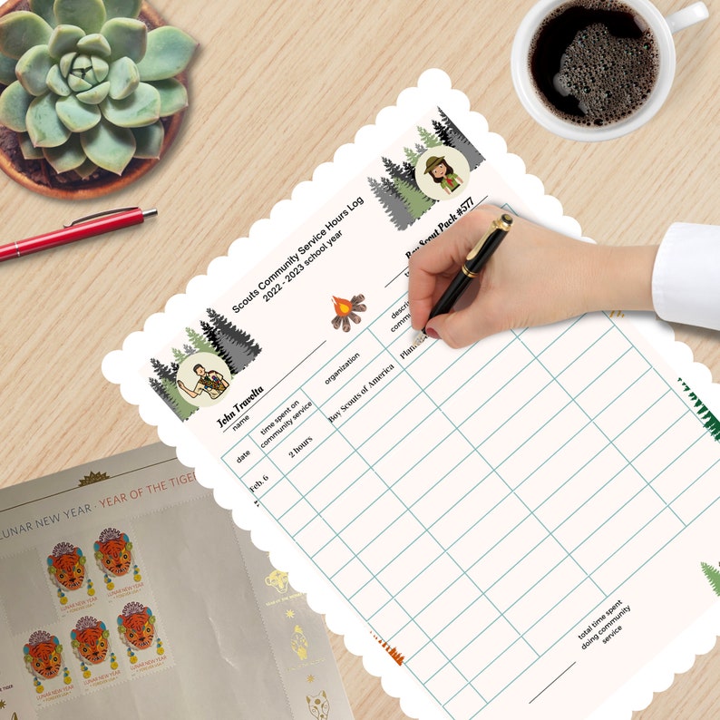 Printable Forms to Track Community Service Hours for Scout Programs ...