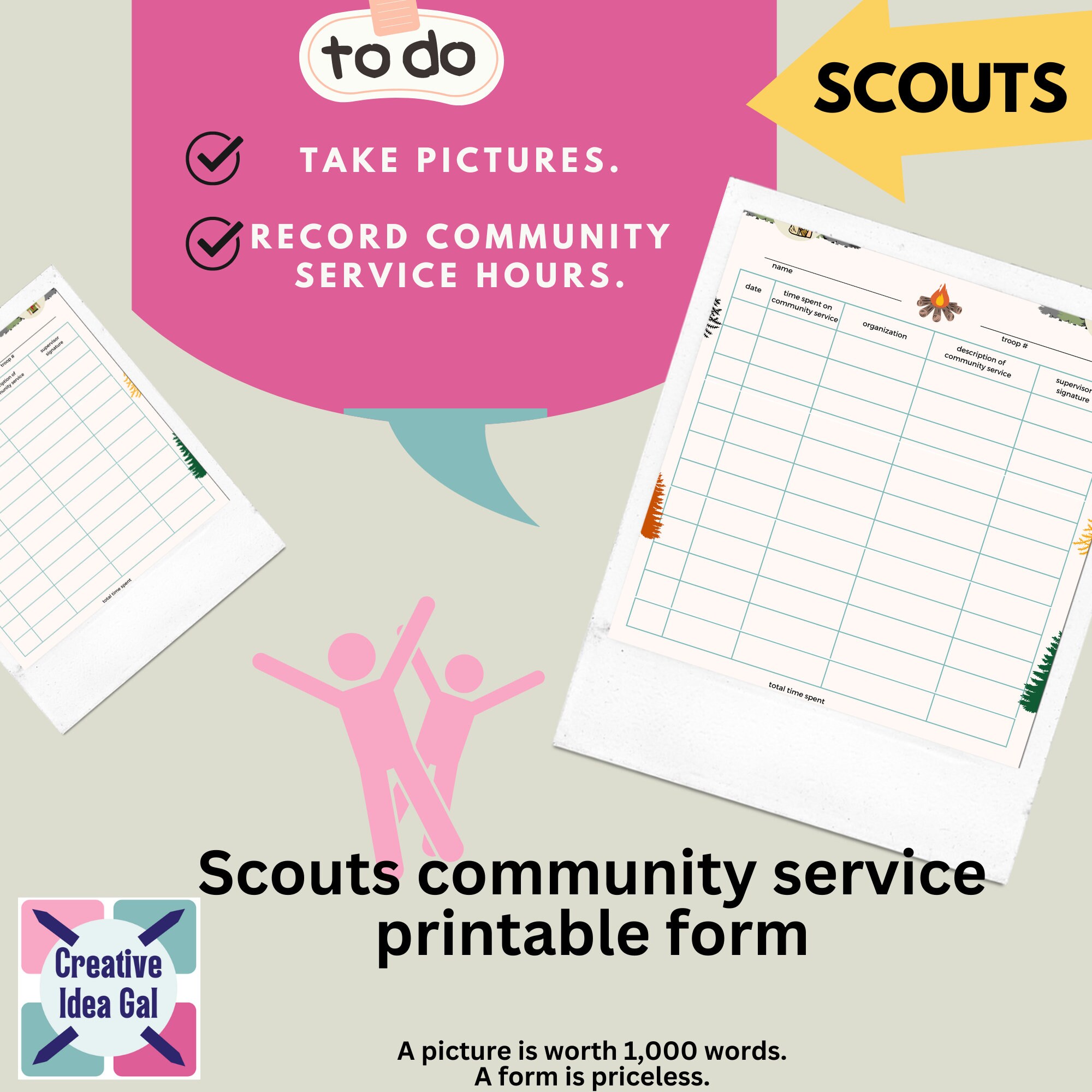 Printable Forms to Track Community Service Hours for Scout Programs ...