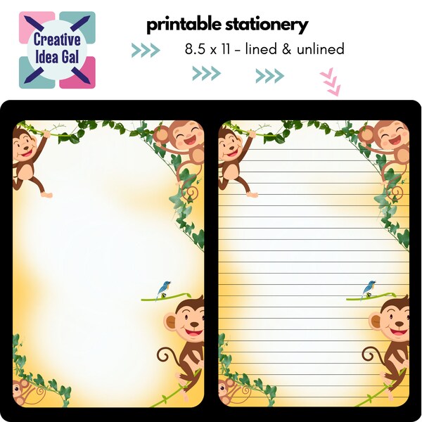 Monkey Writing Paper - Etsy