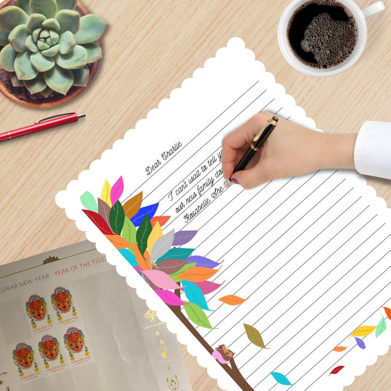 Printable Colorful Tree Squirrel Stationery, Lined Unlined Letter ...