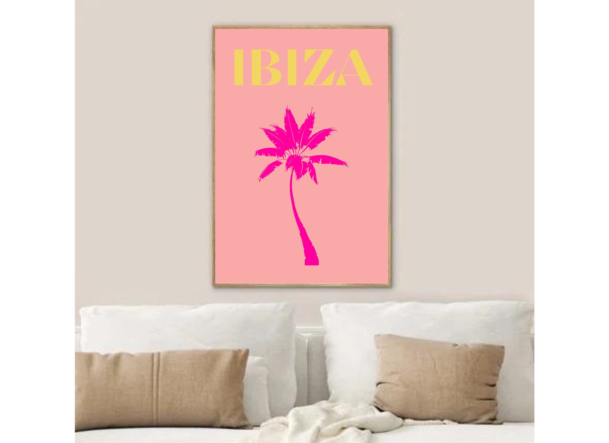 Preppy Travel Room Decor Printable Poster, Ibiza Palm Tree Wall Art ...