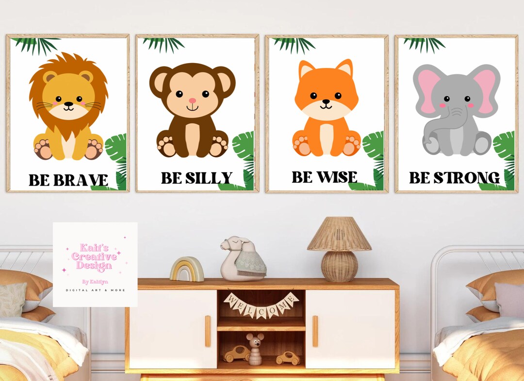 Playroom Animal Poster Printables, Set of 4 Instant Download Wall Art ...