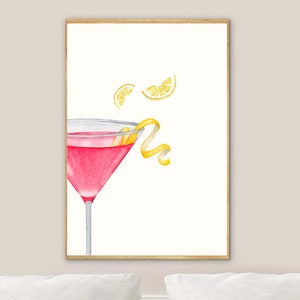 Trendy Cocktail Art, Printable Bar Cart Posters, Preppy Pink ...