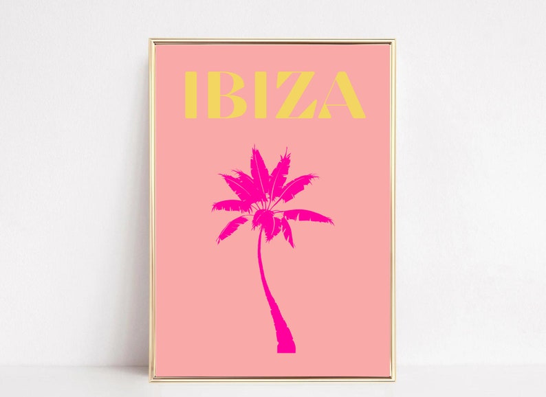 Preppy Travel Room Decor Printable Poster, Ibiza Palm Tree Wall Art ...