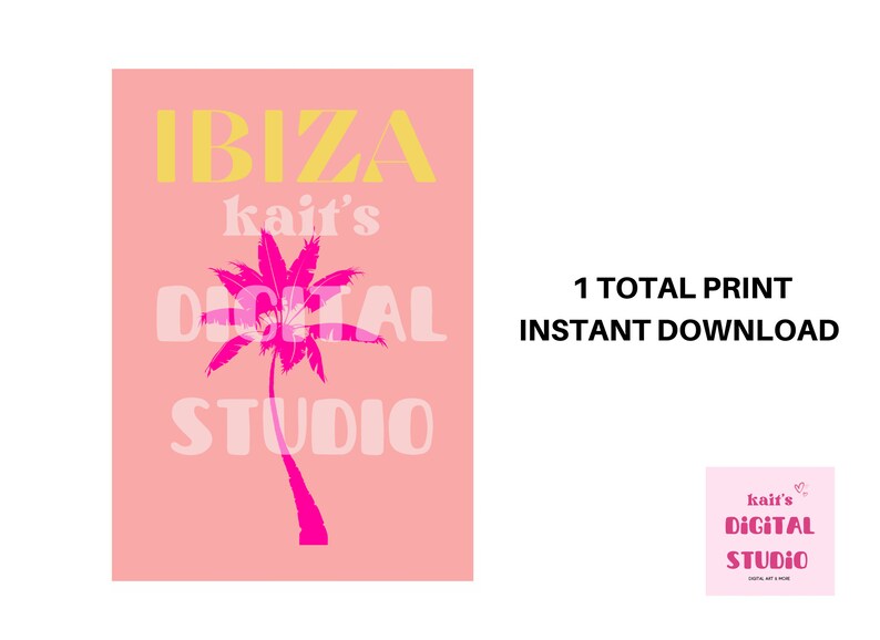 Preppy Travel Room Decor Printable Poster, Ibiza Palm Tree Wall Art ...