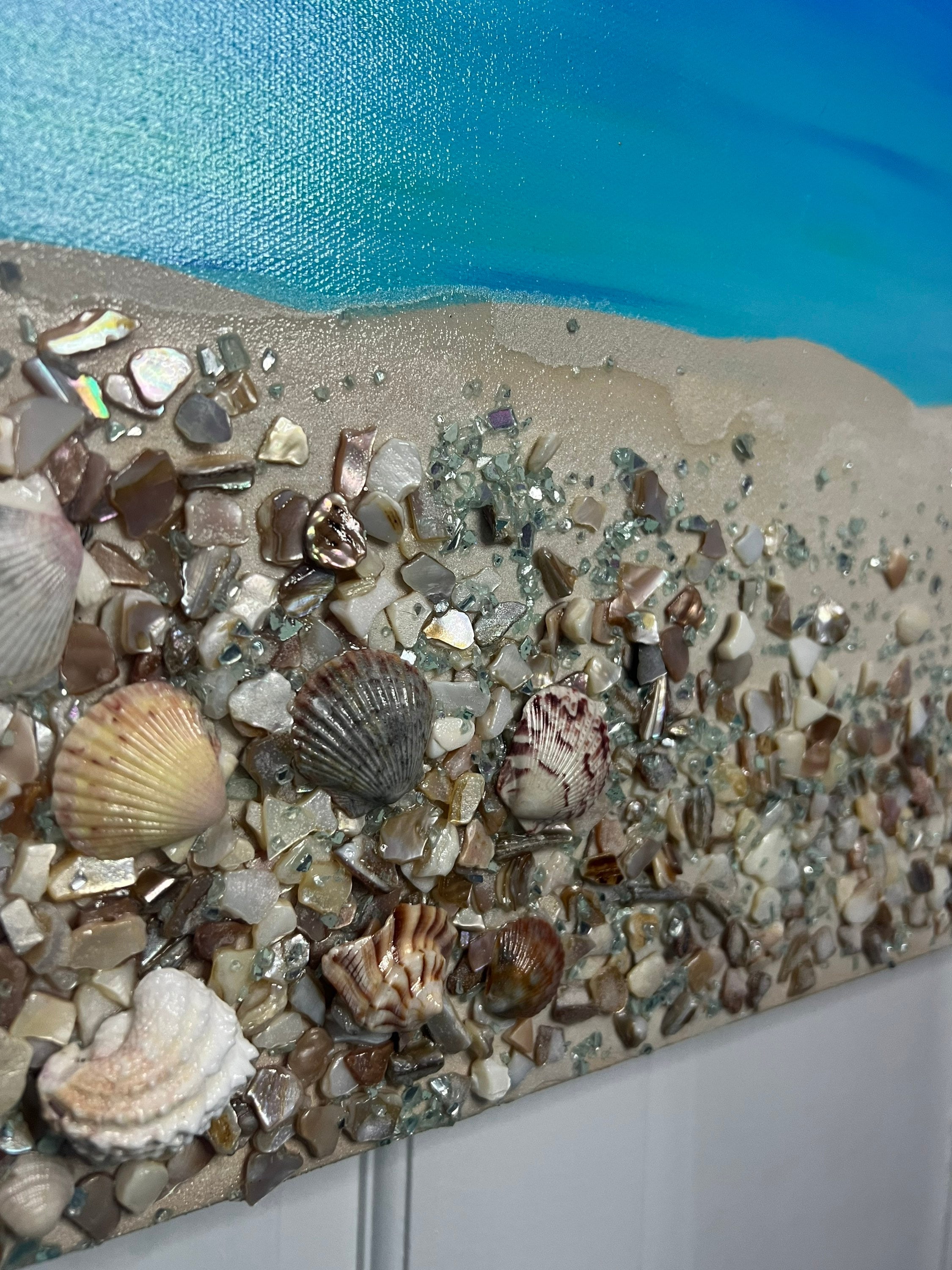 Beach Canvas/ Beach Canvas With Shells / Beach Decor / Ocean Decor ...