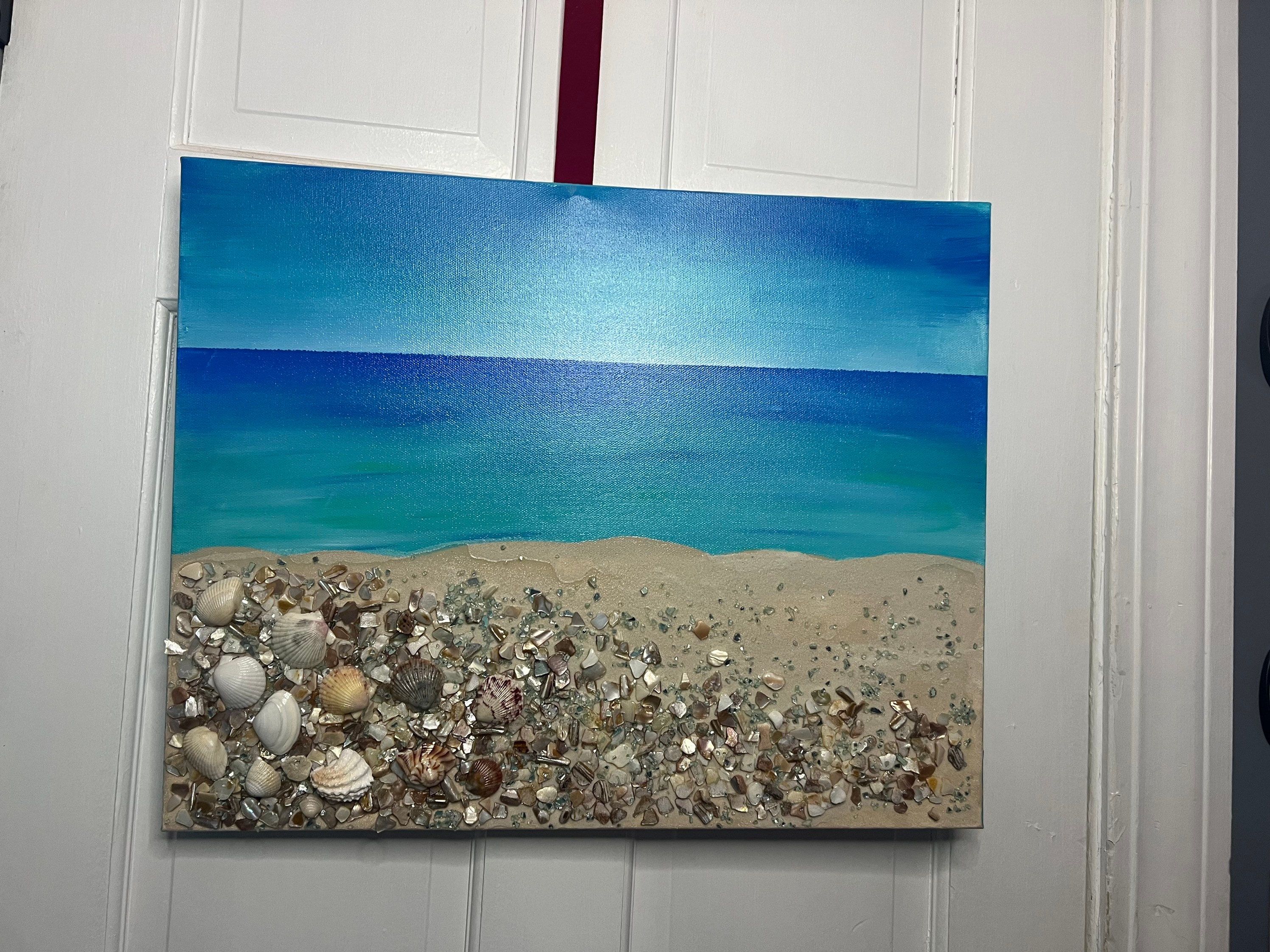 Beach Canvas/ Beach Canvas With Shells / Beach Decor / Ocean - Etsy