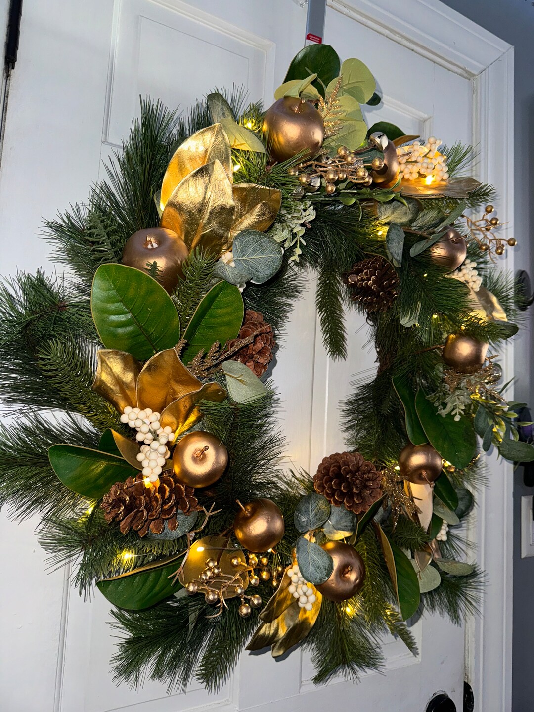 Golden Greenery Wreath , Golden Apple Wreath , Apple Wreath, Winter ...