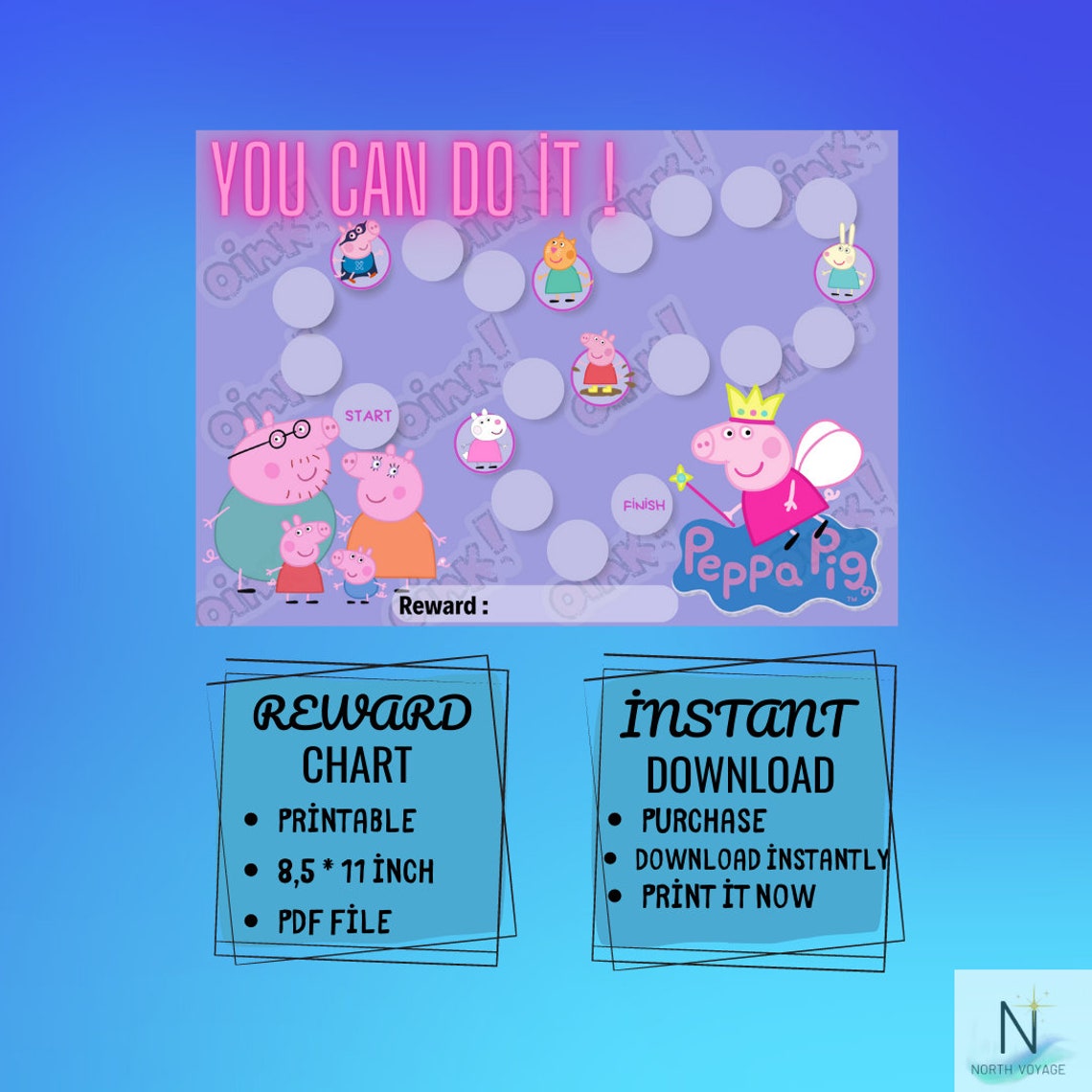 Peppa Pig Printable Reward Chart , Peppa Pig Reward Chart , Instant PDF ...