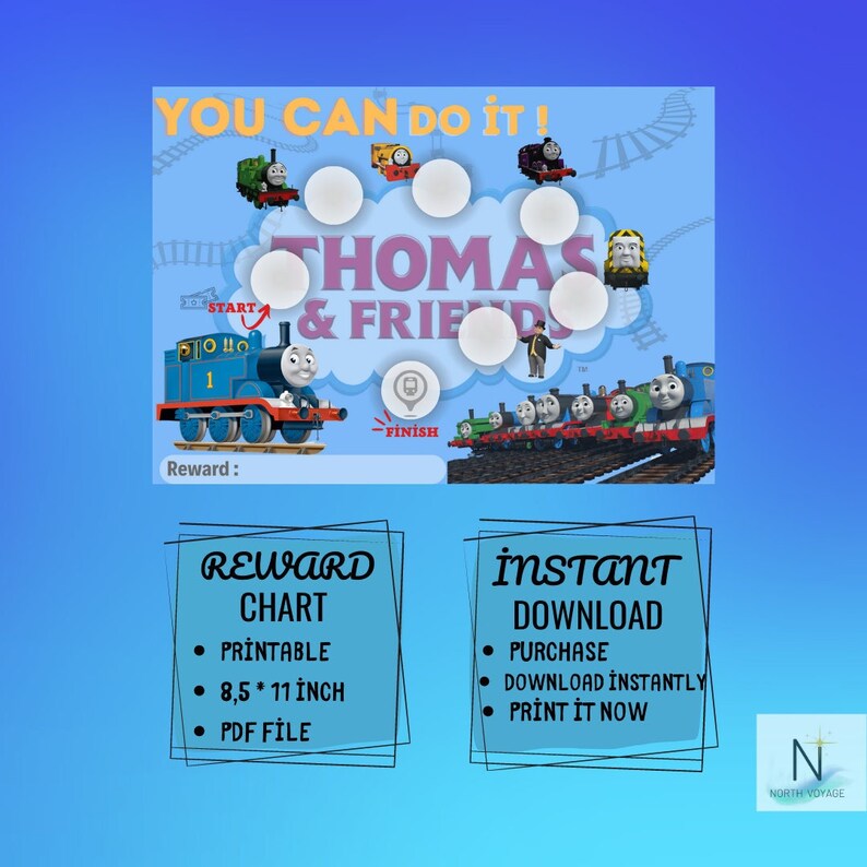 Thomas Reward Chart, Reward Chart, Potty Chart , Sticker Chart ...