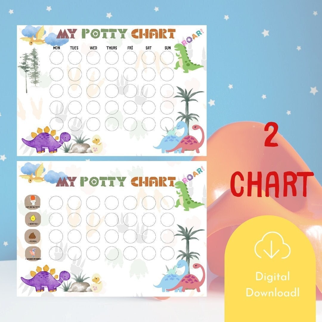 Dinosaur Potty Training Rewards Chart Printable , Dinosaur Potty Chart ...