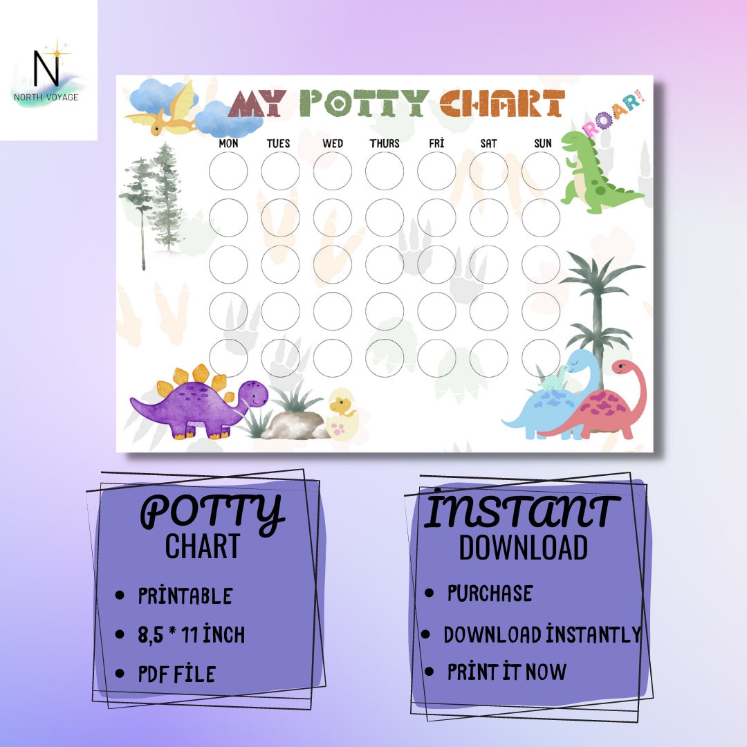 Dinosaur Potty Training Rewards Chart Printable , Dinosaur Potty Chart ...