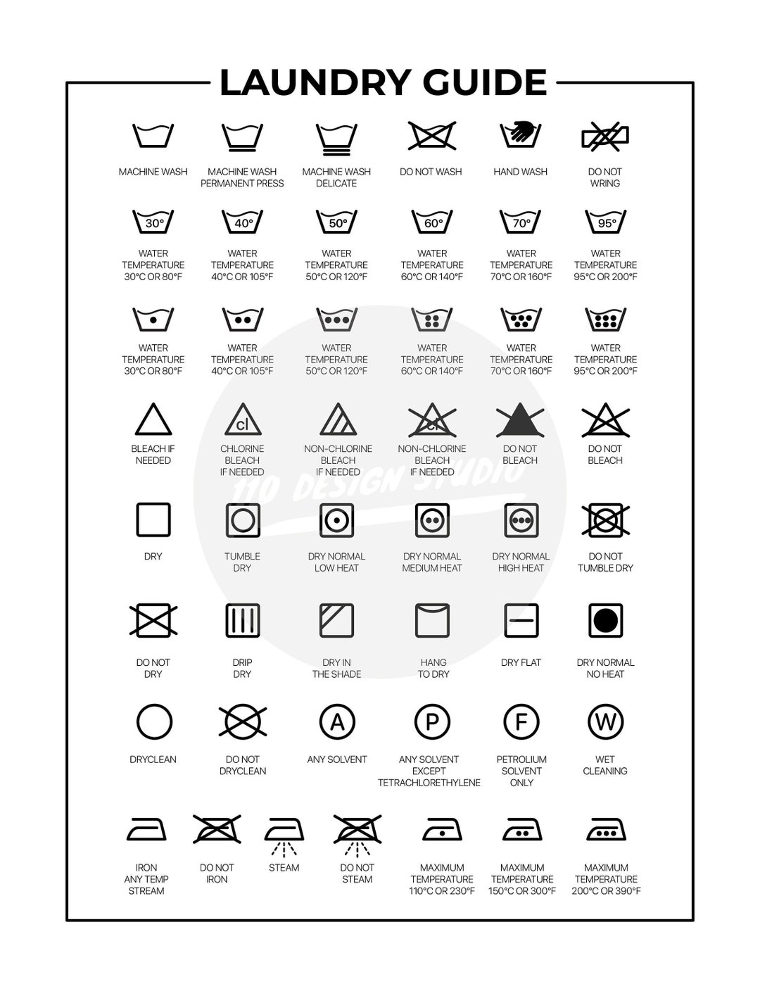 Printable Laundry Guide 2 Sizes - Etsy