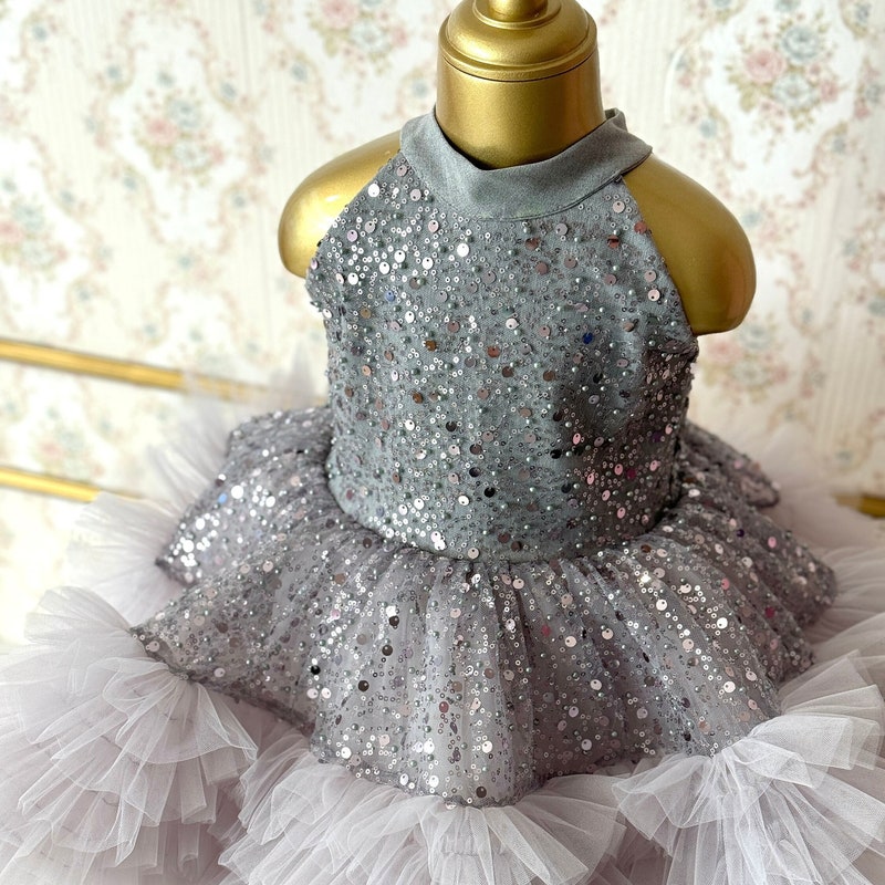 Silver Flower Girl Dress - Etsy