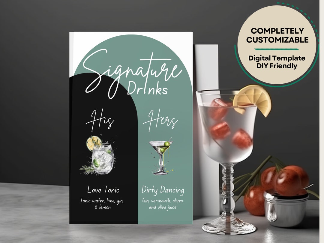 Our Signature Cocktail Wedding Signs, Signature Cocktails Sign, Wedding ...