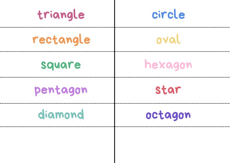 School Shapes Flashcards Matching Game Homeschool Family Color Assist ...