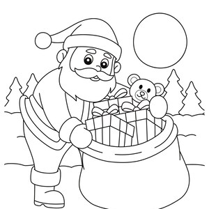 Kids Christmas Themed Coloring Book Writing Words Outline PDF Digital ...