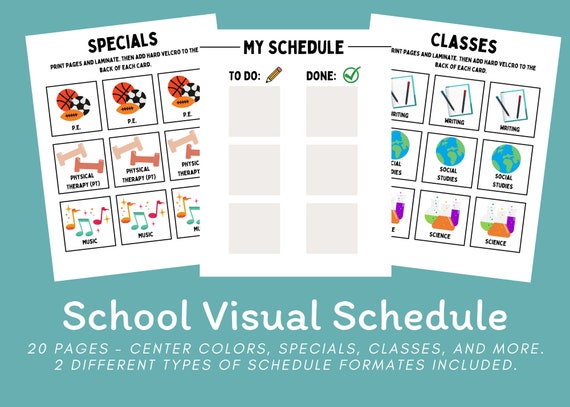Kids Visual Schedule With Cards Elementary School Classes - Etsy