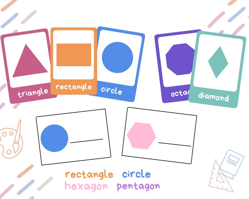 School Shapes Flashcards Matching Game Homeschool Family Color - Etsy UK
