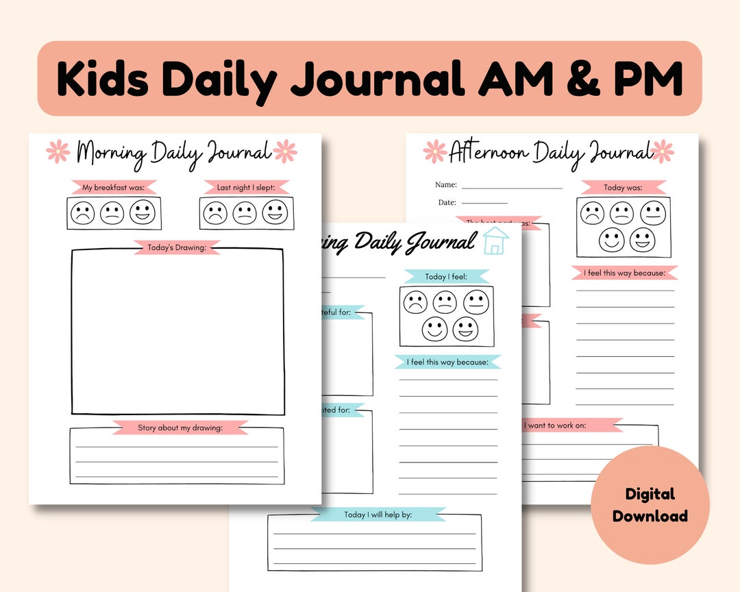 Kids Daily Morning Afternoon Journal Reflection Sheet Education ...
