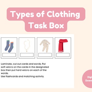 Types of Clothing Flash Cards Matching Activity Early Learning Literacy ...