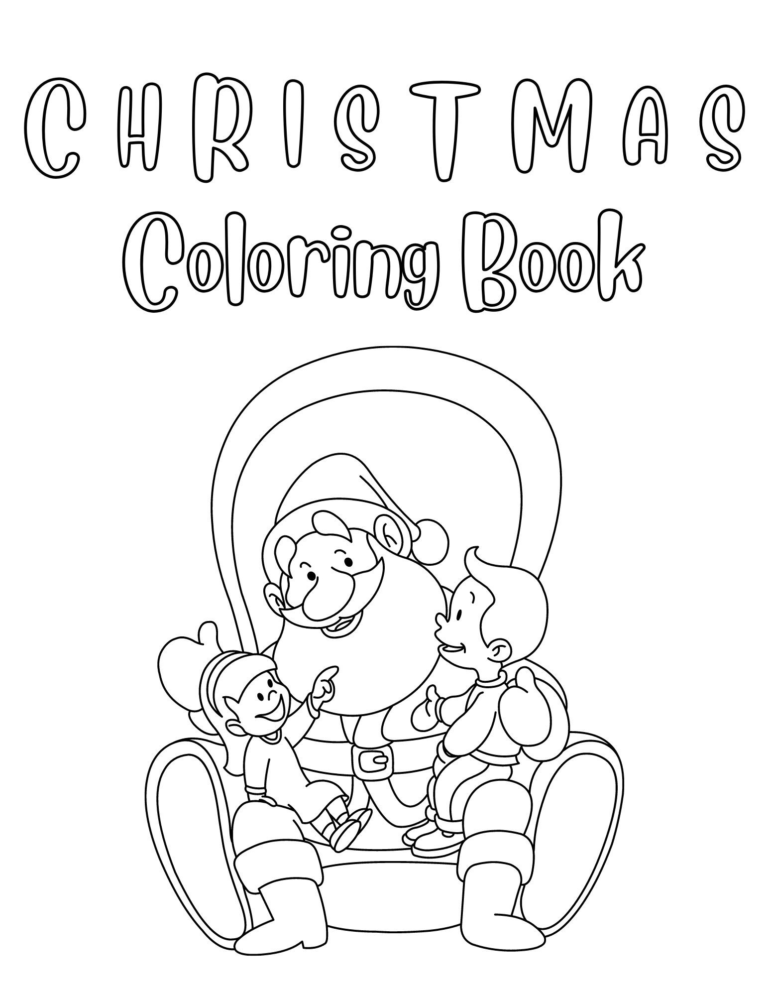Kids Christmas Themed Coloring Book Writing Words Outline PDF Digital ...