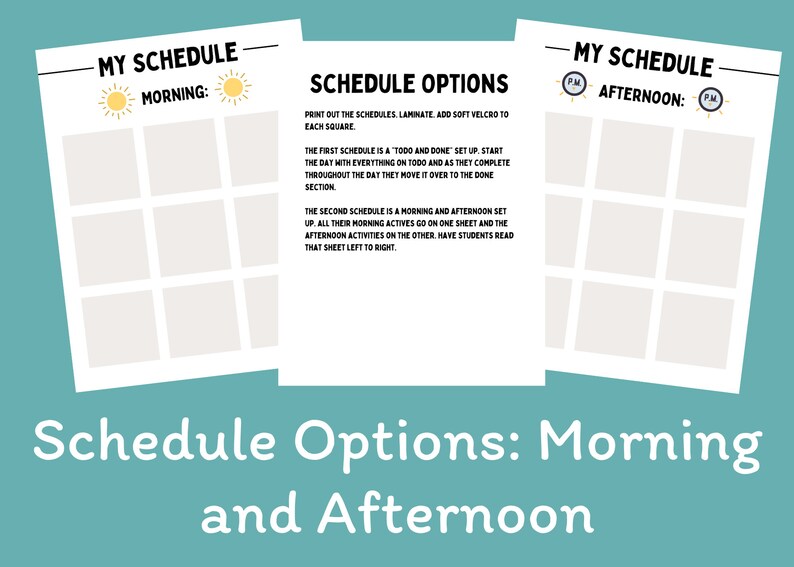 Kids Visual Schedule With Cards Elementary School Classes Specials ...