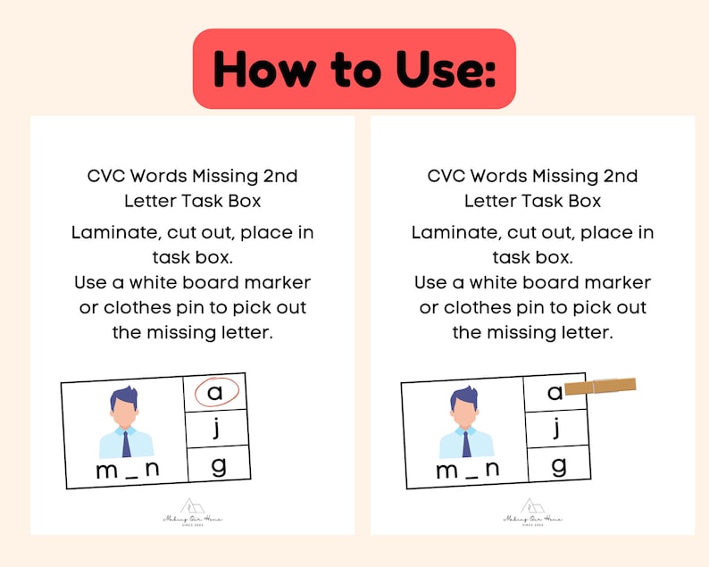 24 CVC Words Missing 2nd Letter Valentines Day Learning - Etsy