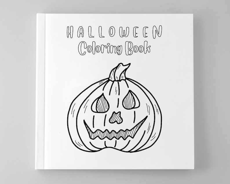 Kids Halloween Themed Coloring Book Writing Words Outline PDF Digital ...