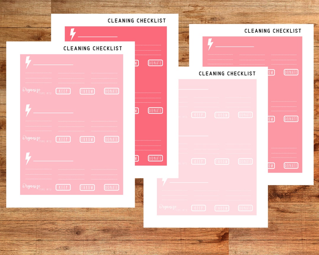 OMBRE PINK ROSE Cleaning Checklists 4 Different Colors, Digital ...