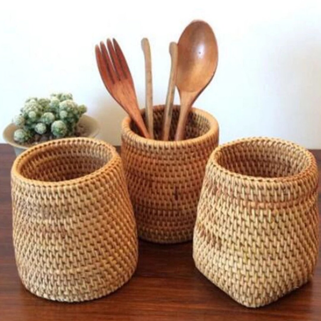 Rattan Tableware Storage Set Manual Chopsticks Spoons Knives - Etsy