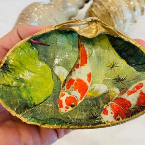 HANDMADE Koi Fish Decoupage Clam Shell Jewelry/ Accent Piece - Etsy