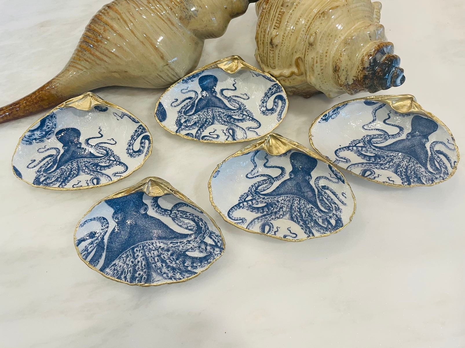 HANDMADE Nautical Octopus Decoupage Clam Shell Trinket Dish - Etsy