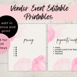 Small Business Vendor Booth Signage, Editable Template, Direct Sales ...