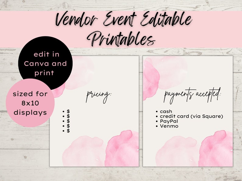 Small Business Vendor Booth Signage, Editable Template, Direct Sales ...