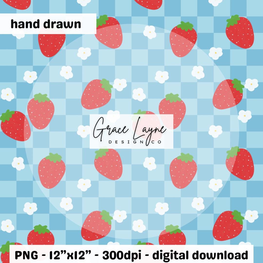 Strawberry Checkered Seamless Pattern for Digital Paper Background ...